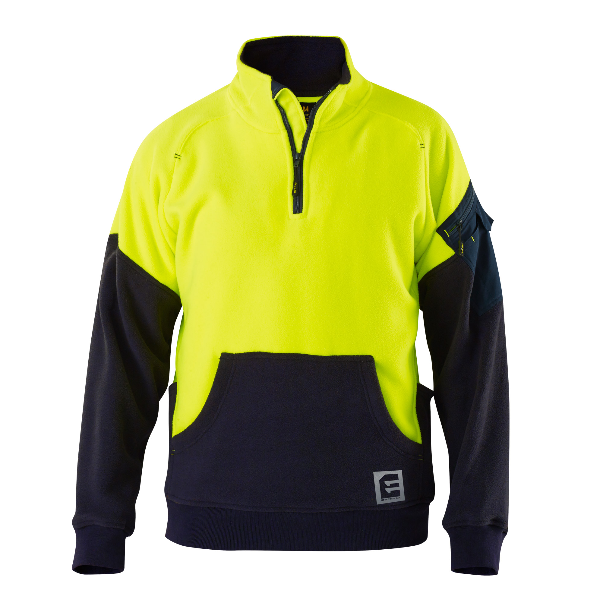 Jumper Spliced 1/4 Zip Yellow Navy 4XL - ELEVEN Workwear
